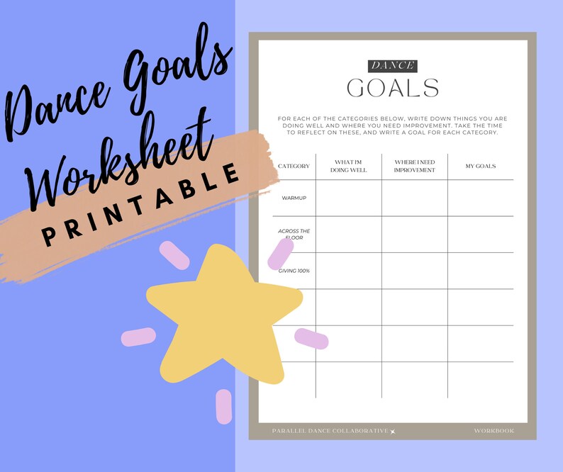 Dance Journaling Pages / Student Dance Journal / Dance Goals ...