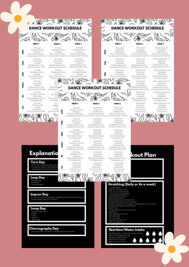 Dance Workout Schedule - Etsy