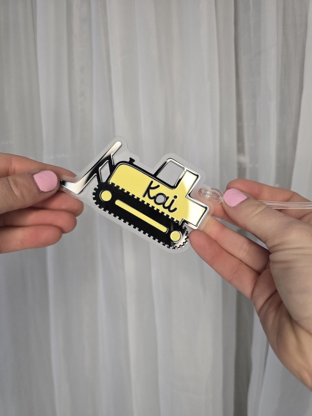 Bulldozer Name Tag, Kids Excavator Back Pack Tag, Custom Construction ...