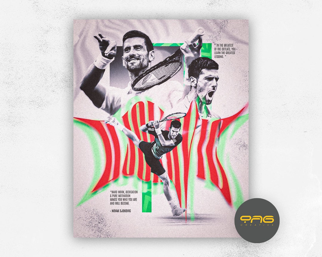 Novak Djokovic Poster, Digital Poster, Tennis Wall Art, Tennis Player ...