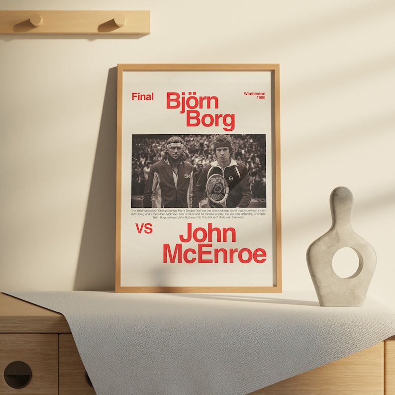 Bjorn Borg, John Mcenroe, Digital Poster, Wimbledon, Tennis Art, Grand ...