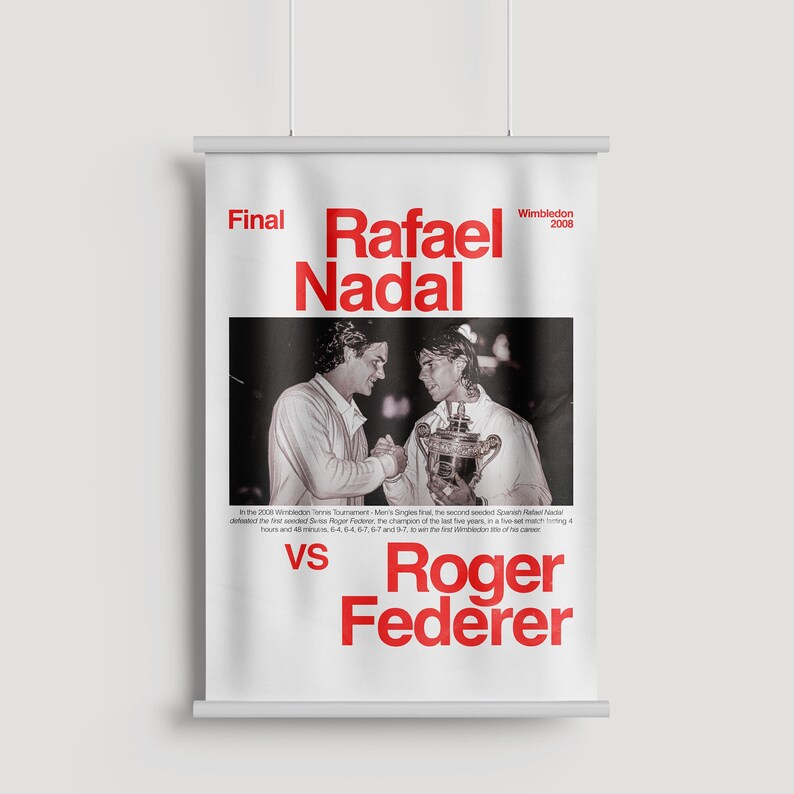 Roger Federer, Rafael Nadal, Digital Poster, Wimbledon, Tennis Art ...