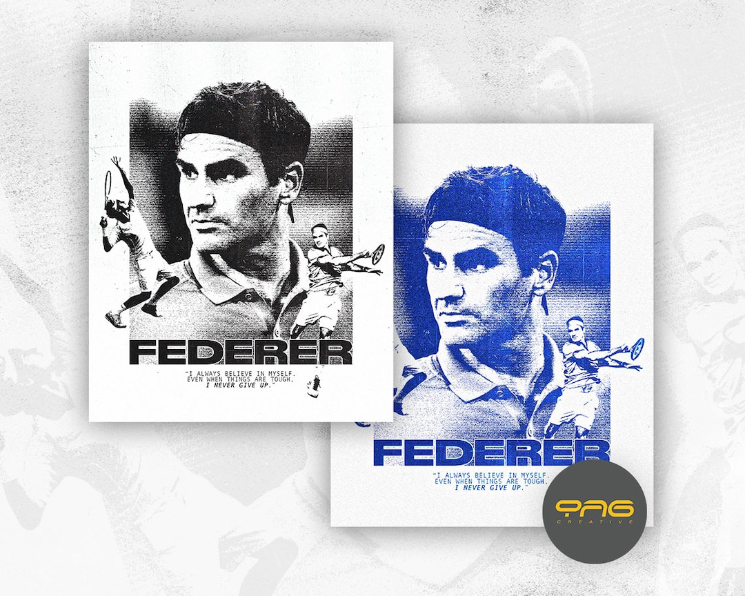 Roger Federer, Digital Poster, 2 Poster Set, Tennis Gift, Federer ...