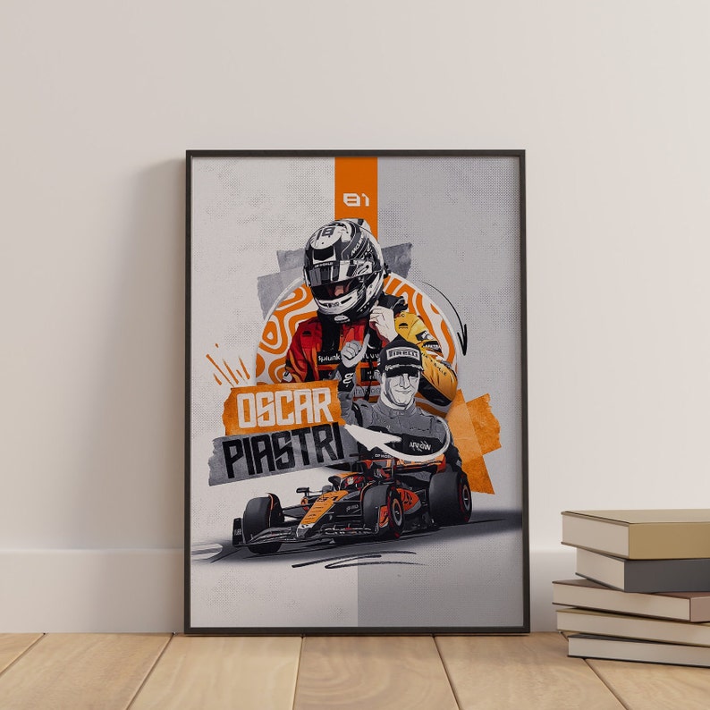 Oscar Piastri, Formula One, Digital Poster, Formula 1 Art, Mclaren ...