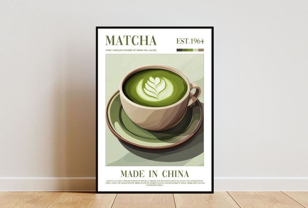Matcha Latte Poster, Kitchen Print, Matcha Wall Art, Matcha Poster ...