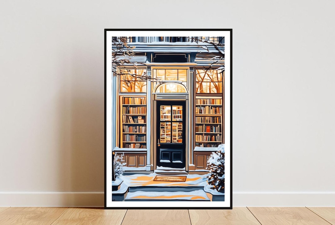 Bookshop Painting, Vintage Bookshop Poster, Book Print, Bookstore Wall ...
