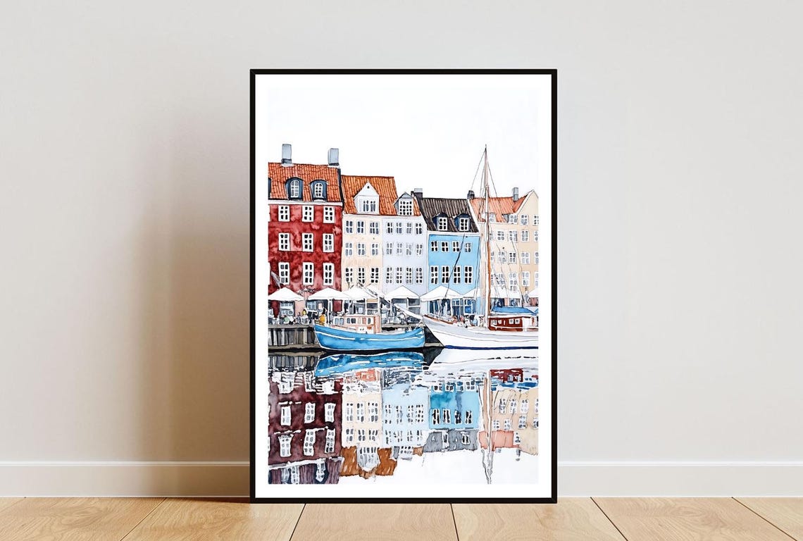 Copenhagen Poster, Scandinavia Print, Denmark Wall Art, Travel Poster ...