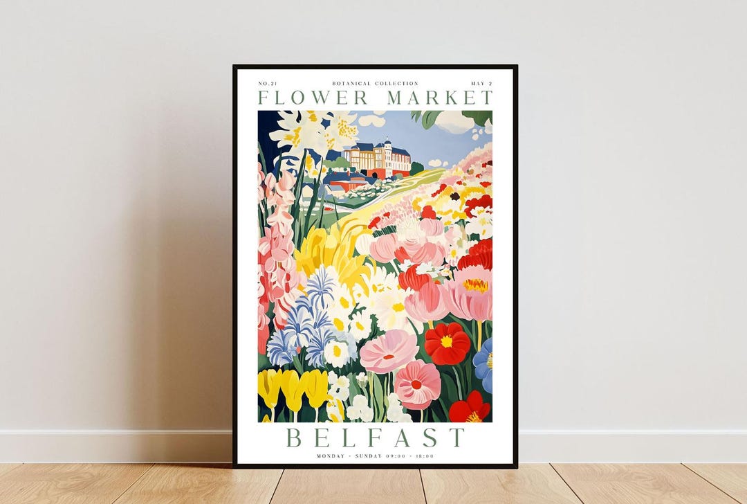 Belfast Flower Market Poster, Belfast Poster, Flower Market Print ...