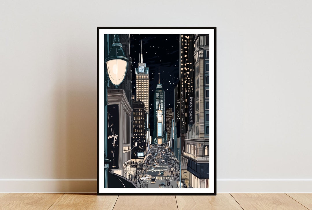 Times Square Poster, New York Print, America Wall Art, Christmas Art ...