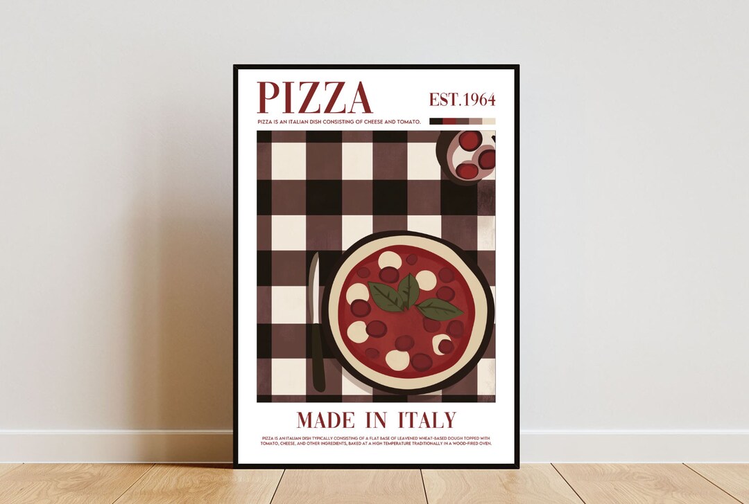 Retro Pizza Poster, Kitchen Print, Pizza Wall Art, Food Poster, Pizza ...