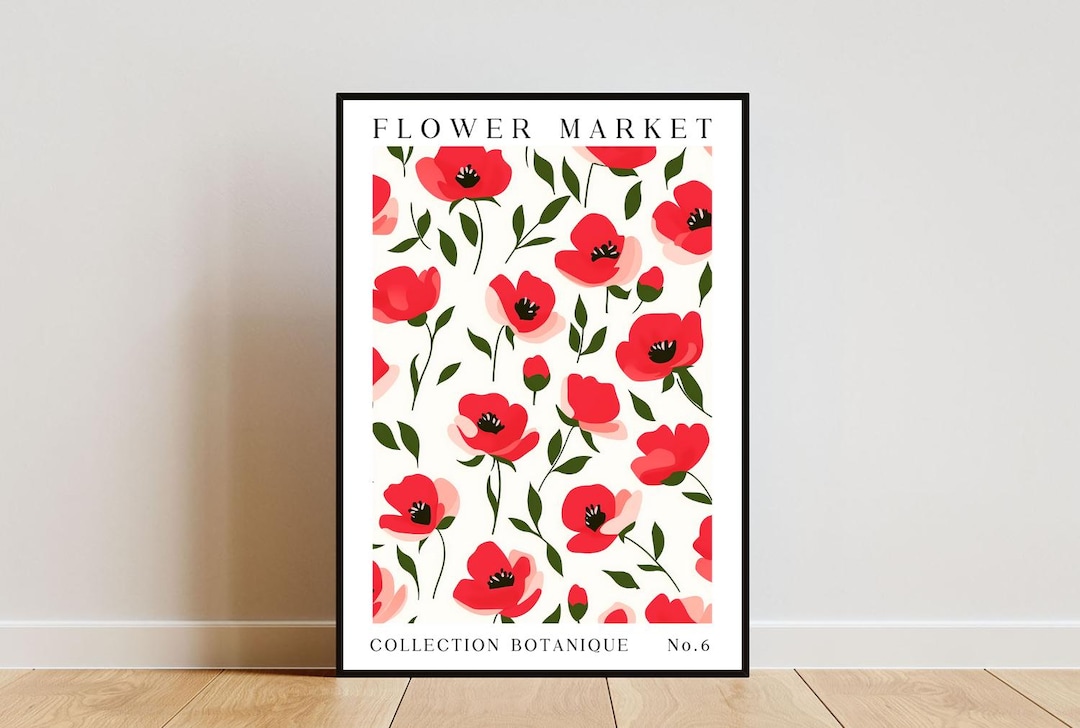 Poppy Flower Market Poster, Poppy Poster, Flower Market Print, Flower ...