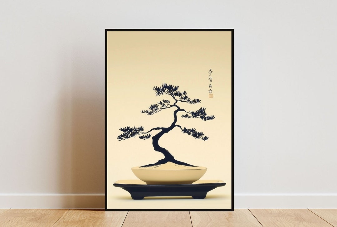 Vintage Bonsai Tree Poster, Japanese Print, Japanese Bonsai Tree Wall ...