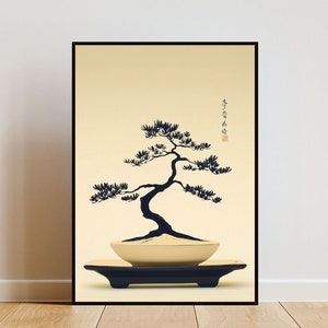 Vintage Bonsai Tree Poster, Japanese Print, Japanese Bonsai Tree Wall ...