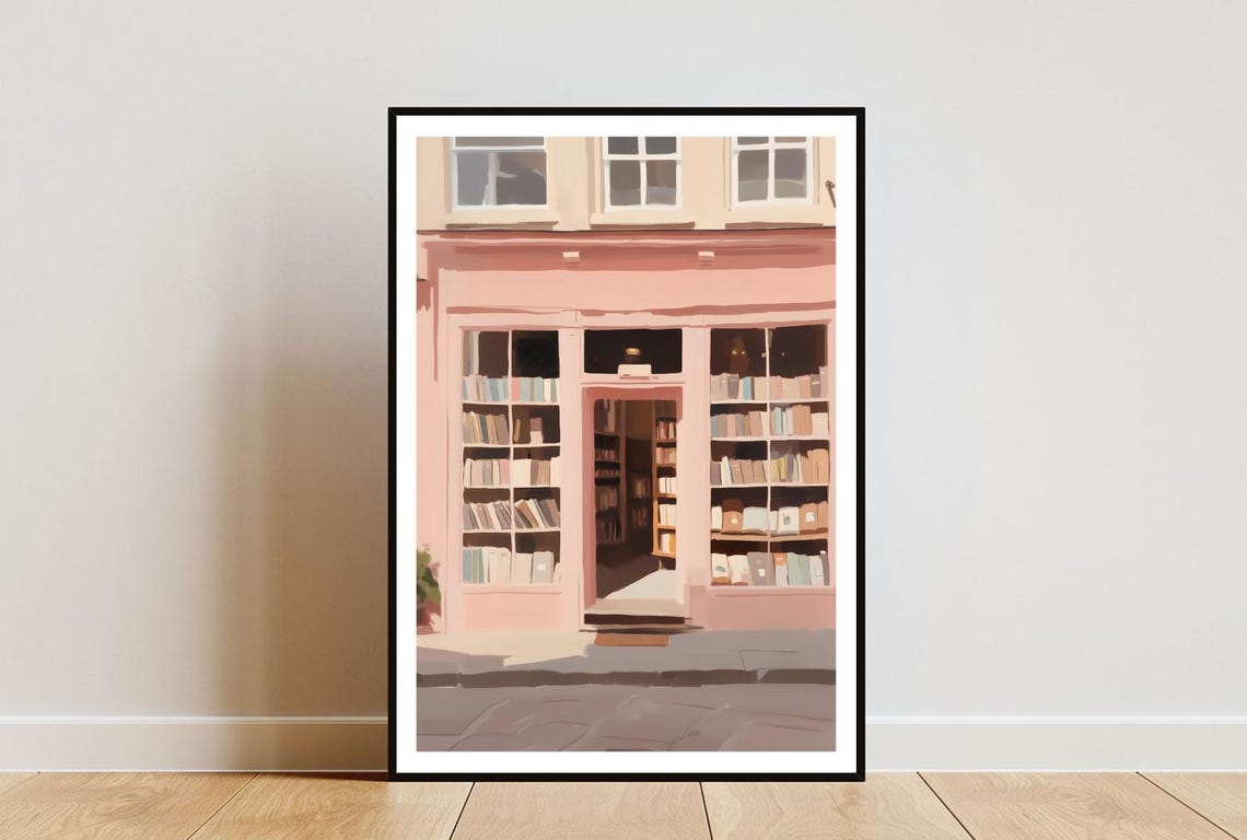 Bookshop Poster, Pastel Print, Bookstore Wall Art, Book Art Poster ...