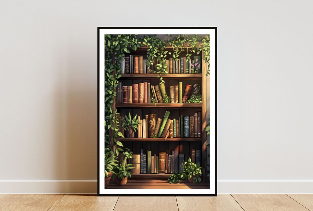 Boho Bookshelf Poster, Book Print, Book Wall Art, Book Art Poster ...