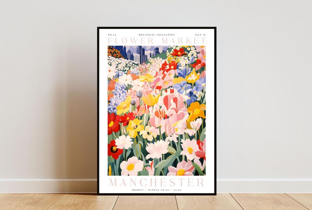 Manchester Flower Market Poster, Manchester Poster, Flower Market Print ...