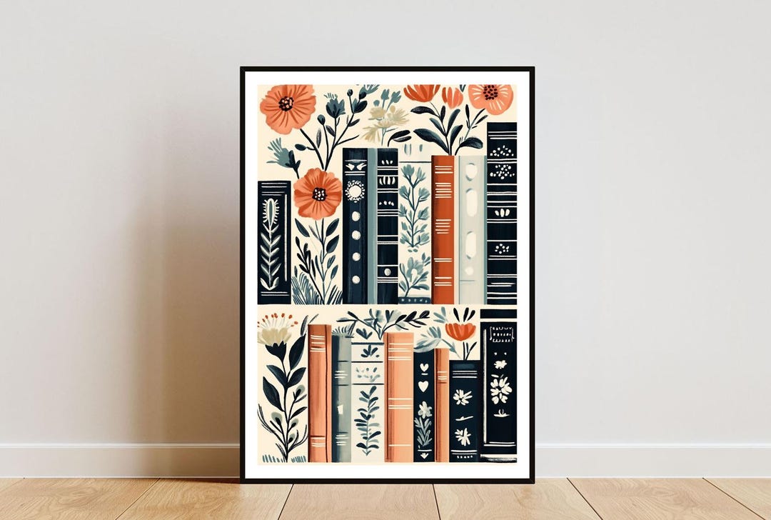 Bookshelf Poster, Book Print, Book Wall Art, Book Art Poster, Library ...