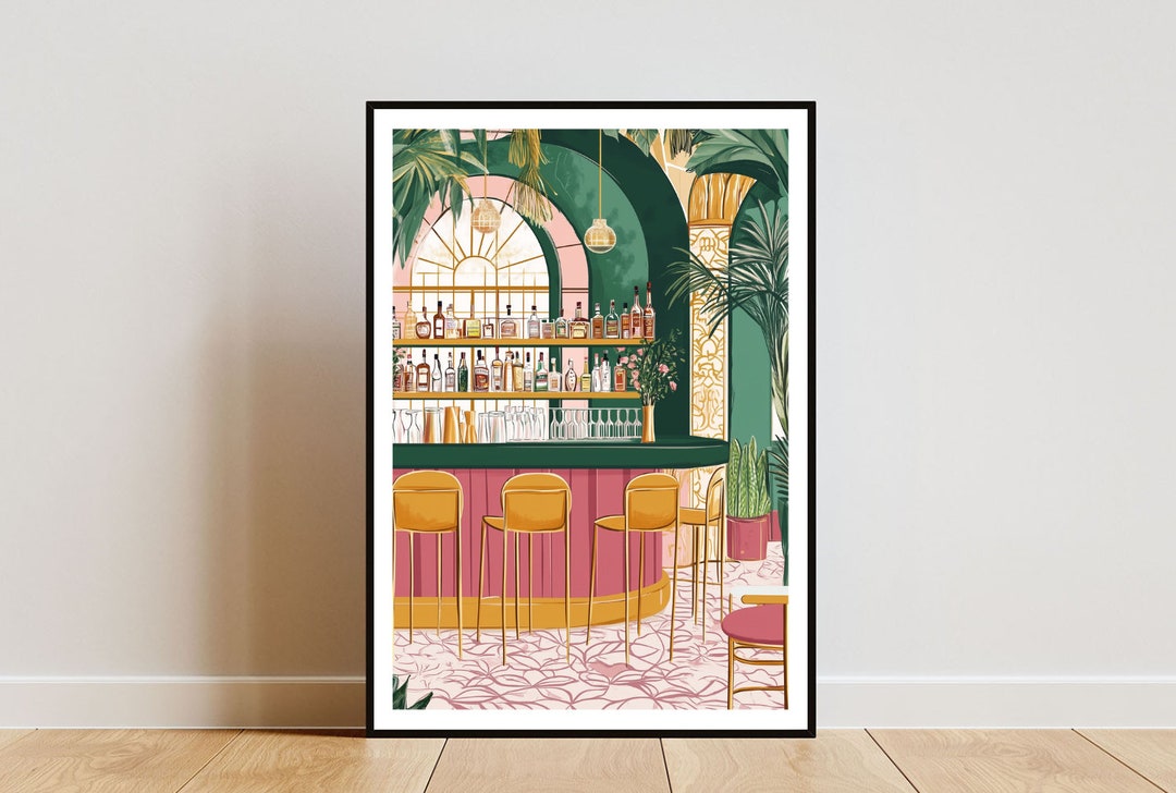 Retro Cocktail Bar Poster, Kitchen Print, Cocktail Bar Wall Art, Bar ...