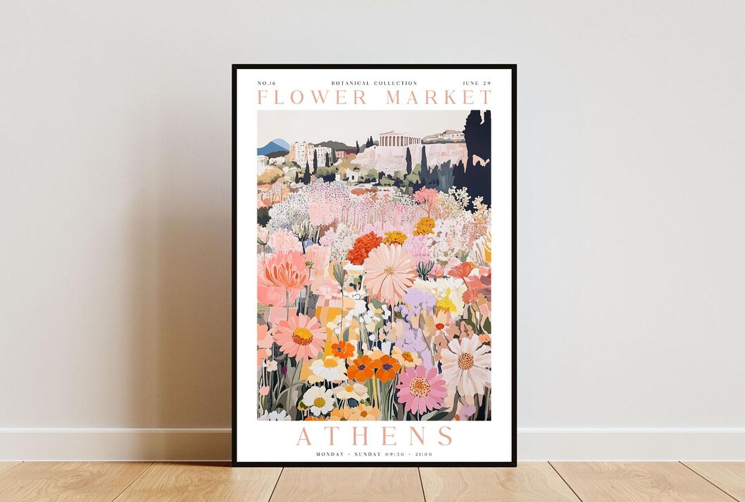 Athens Flower Market Poster, Athens Poster, Flower Market Print, Flower ...