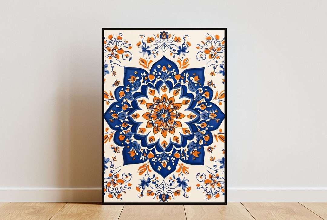Vintage Indian Poster, Mandal Print, Indian Wall Art, Geometric Print ...