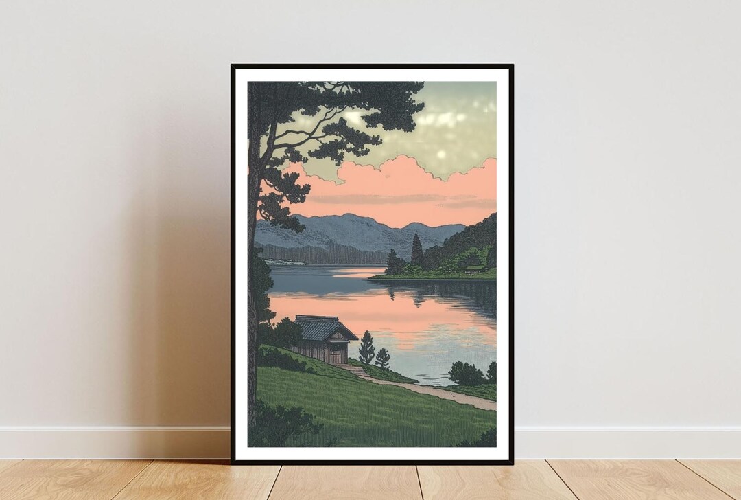 Vintage Japanese Countryside Poster, Japanese Print, Retro Japan Wall ...
