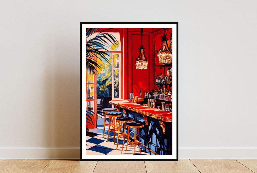 Retro Cocktail Bar Poster, Kitchen Print, Cocktail Bar Wall Art, Bar ...
