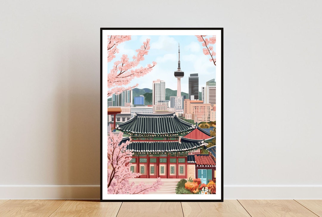 Seoul Poster, Korean Print, South Korea Wall Art, Travel Poster, South ...