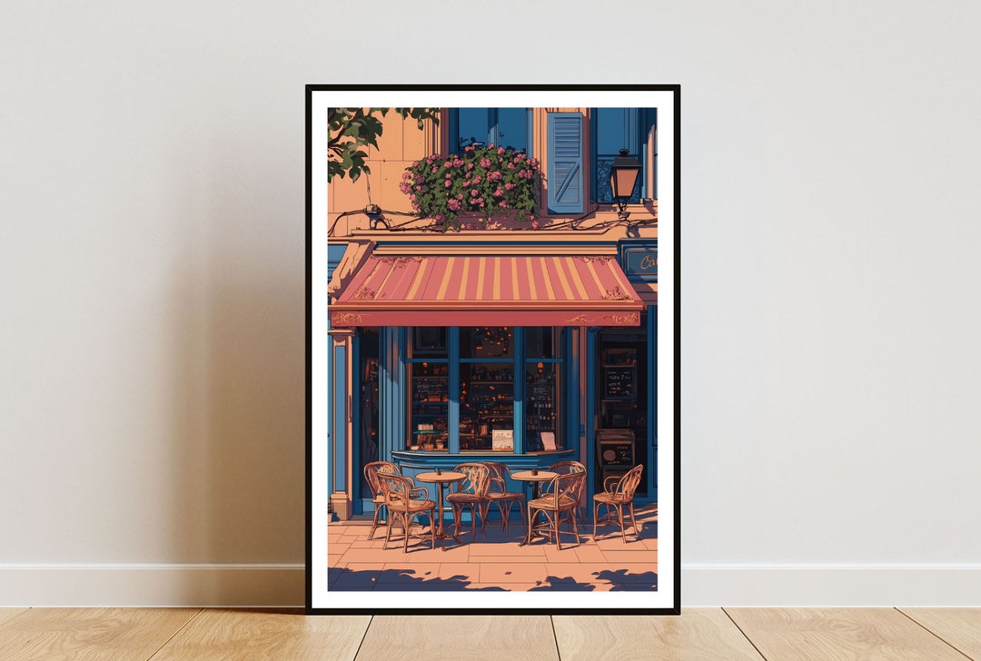 Vintage French Cafe Poster, Coffee Print, Coffee Wall Art, Restaurant ...