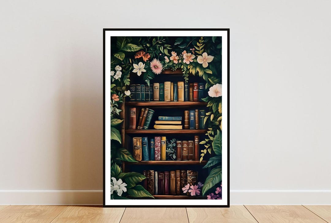 Bookshelf Poster, Book Print, Book Wall Art, Book Art Poster, Library ...