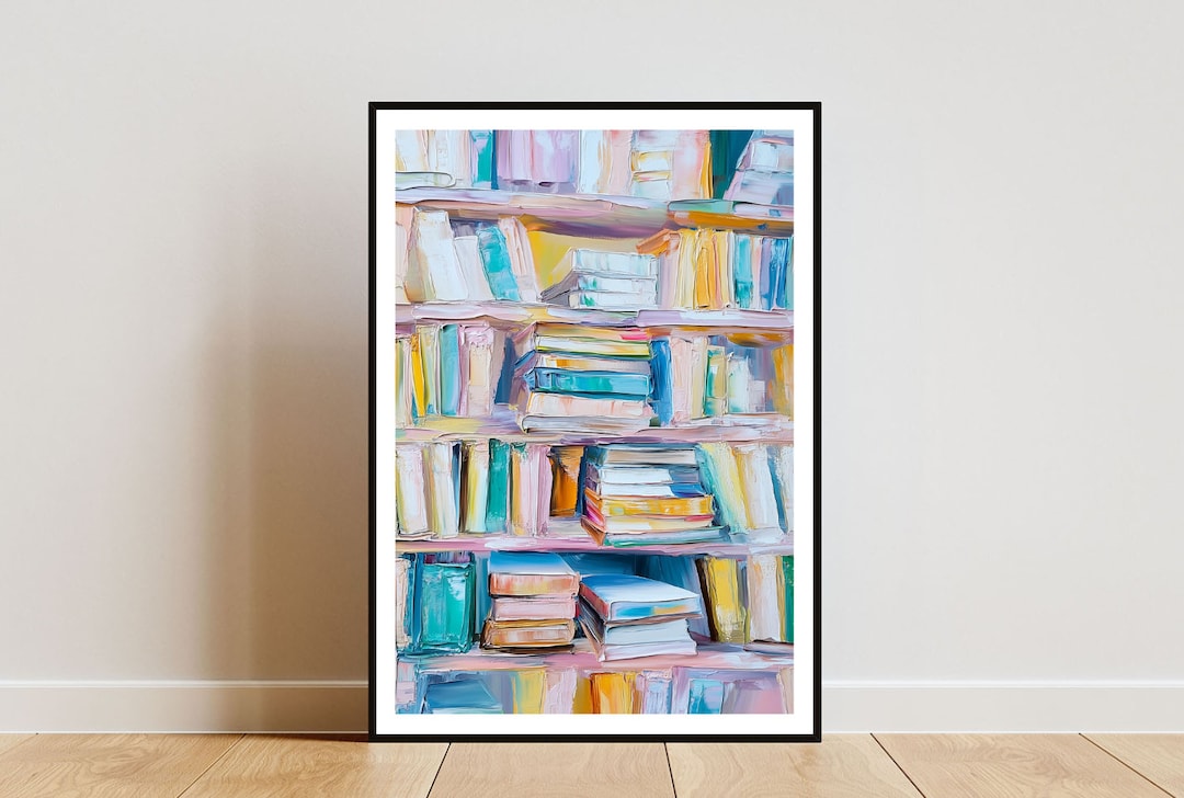Bookshelf Poster, Book Print, Book Wall Art, Book Art Poster, Library ...