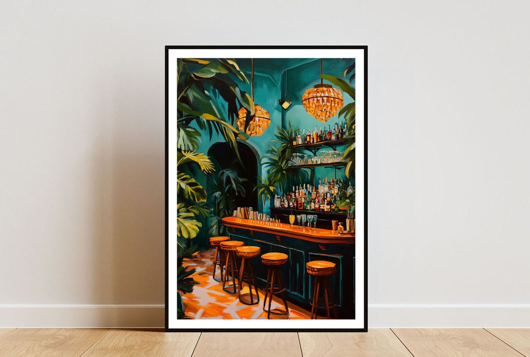 Retro Cocktail Bar Poster, Kitchen Print, Cocktail Bar Wall Art, Bar ...