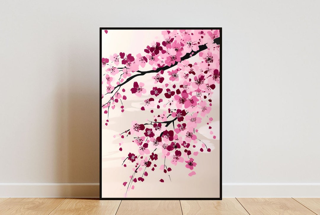Japanese Cherry Blossom Poster, Japanese Print, Japanese Flower Wall ...