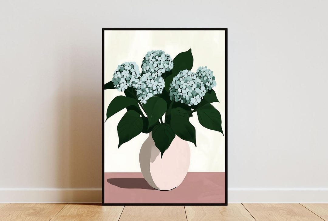 Blue Hydrangea Poster, Hydrangea Print, Botanical Print, Flower Print ...