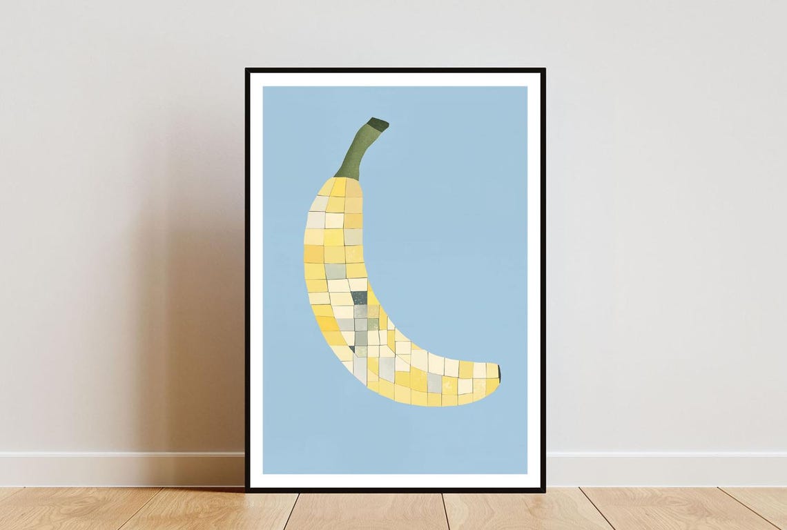 Disco Banana Poster, Kitchen Print, Banana Wall Art, Fruit Poster ...