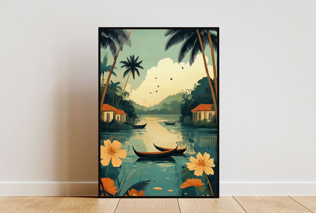 Kerala Poster, Kerala Backwaters Print, India Wall Art, Travel Poster ...