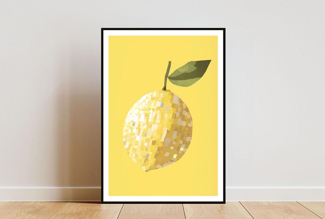 Disco Lemon Poster, Kitchen Print, Lemon Wall Art, Fruit Poster, Lemon ...