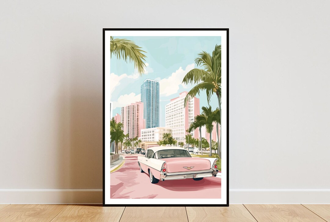 Miami Poster, Miami Print, America Wall Art, USA Print, Miami USA ...