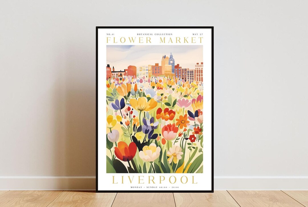 Liverpool Flower Market Poster, Liverpool Poster, Flower Market Print ...