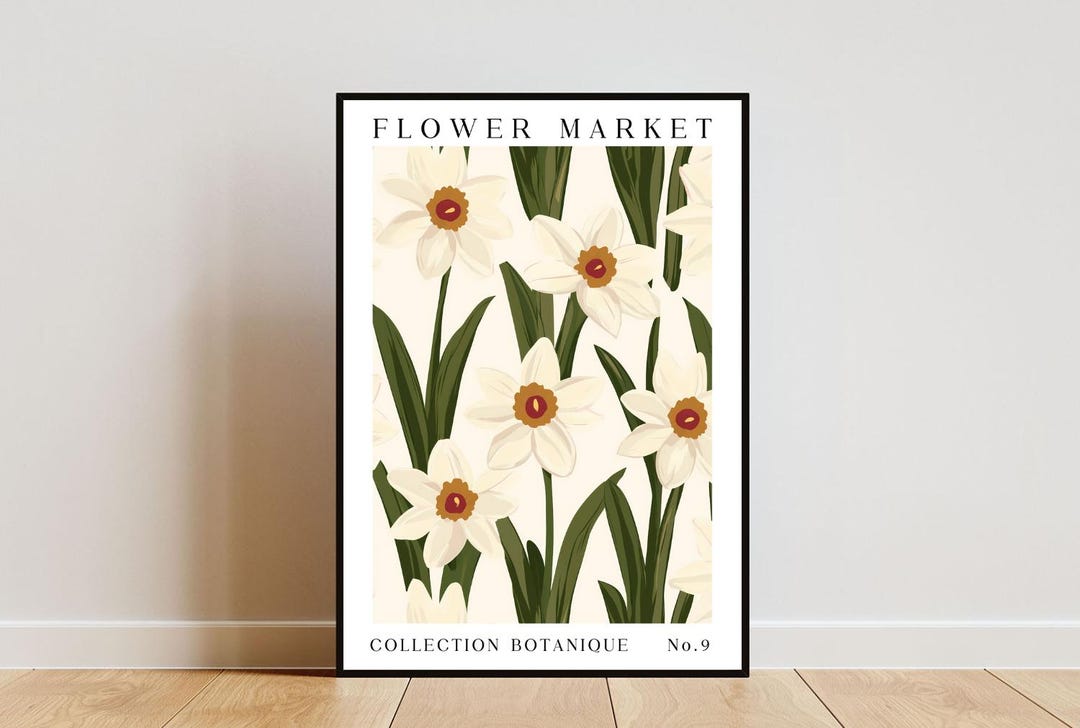 Daffodil Flower Market Poster, Daffodil Poster, Flower Market Print ...