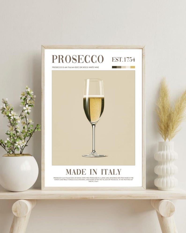 Prosecco Poster, Kitchen Print, Alcohol Wall Art, Champagne Print ...