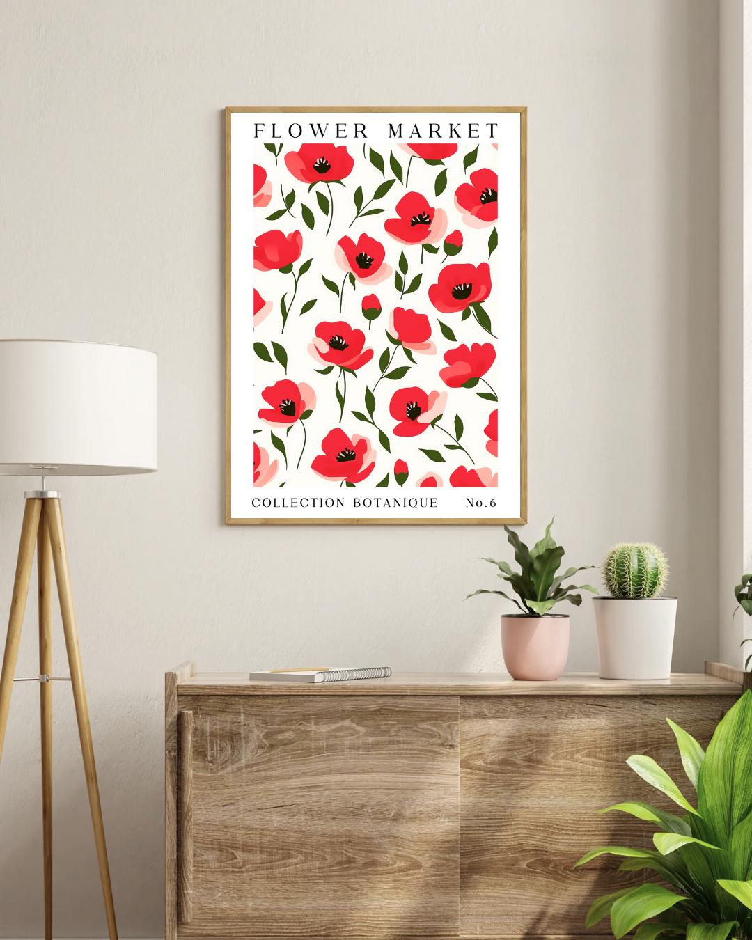 Poppy Flower Market Poster, Poppy Poster, Flower Market Print, Flower ...