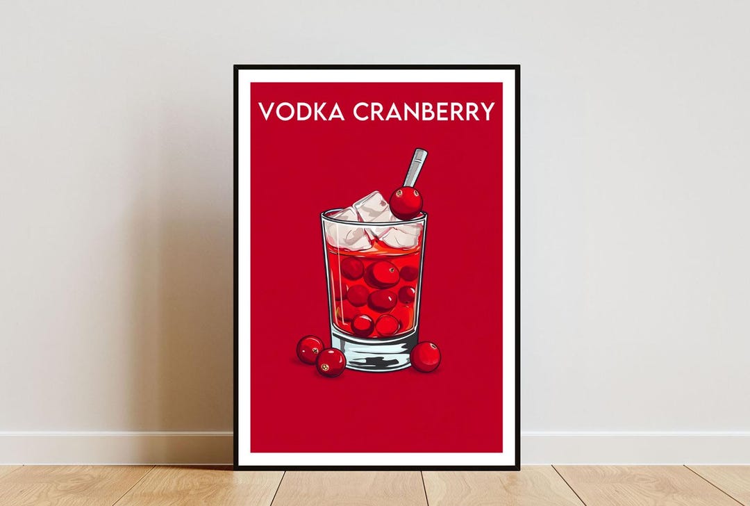 Vodka Cranberry Poster, Kitchen Print, Alcohol Poster, Cocktail Wall ...