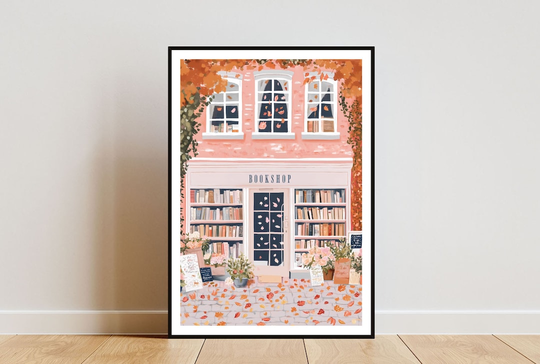Bookshop Poster, Autumn Print, Bookstore Wall Art, Book Art Poster ...