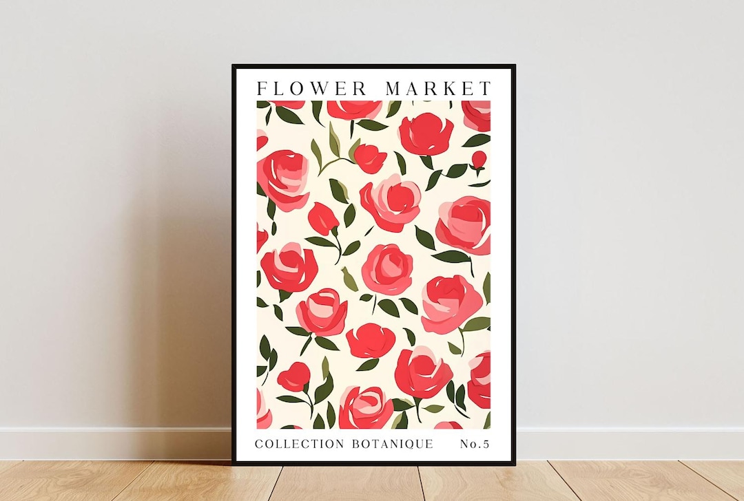 Rose Flower Market Poster, Rose Poster, Flower Market Print, Flower ...