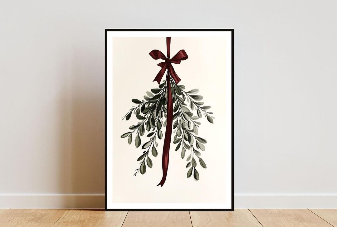 Mistletoe Poster, Living Room Wall Art, Christmas Print, Christmas ...