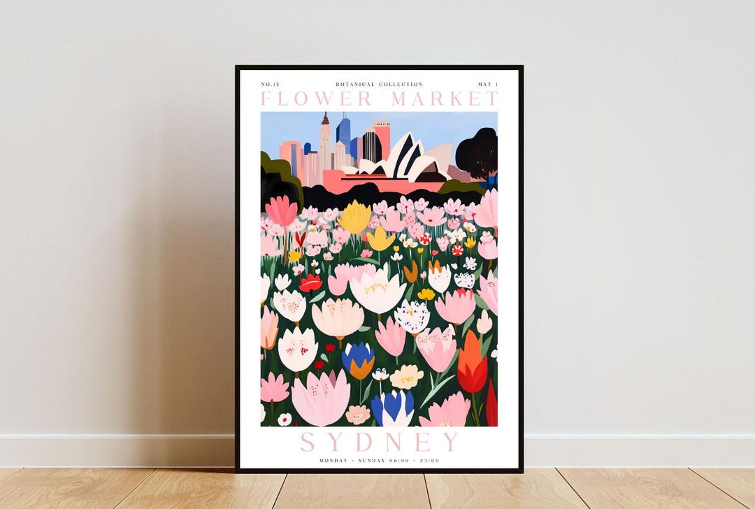 Sydney Flower Market Poster, Sydney Poster, Flower Market Print, Flower ...