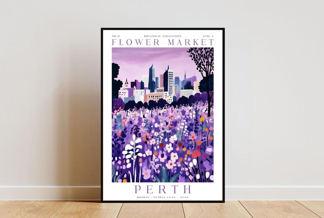 Perth Flower Market Poster, Perth Poster, Flower Market Print, Flower ...