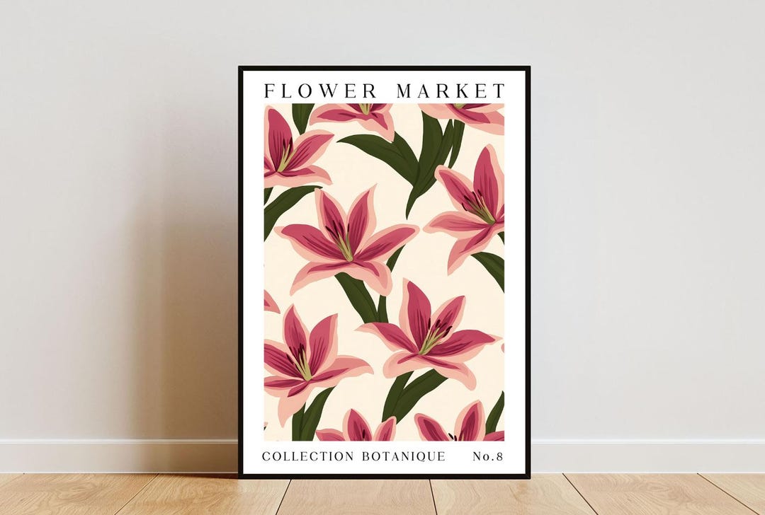 Lily Flower Market Poster, Lily Poster, Flower Market Print, Flower ...