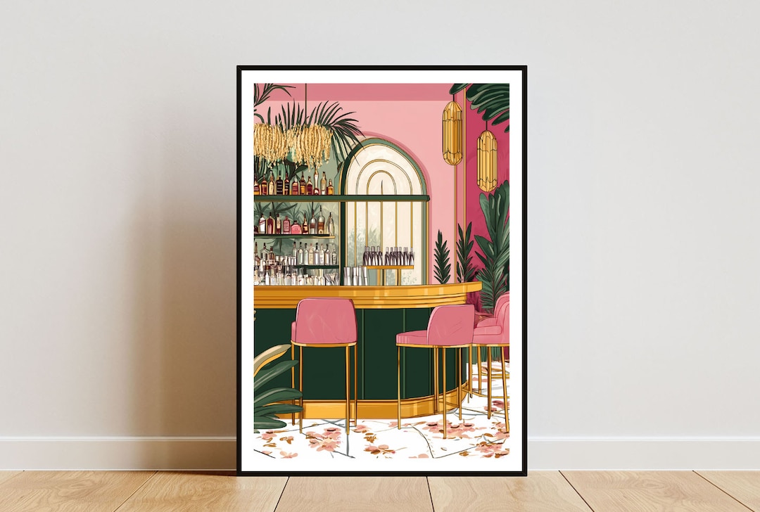 Retro Cocktail Bar Poster, Kitchen Print, Cocktail Bar Wall Art, Bar ...