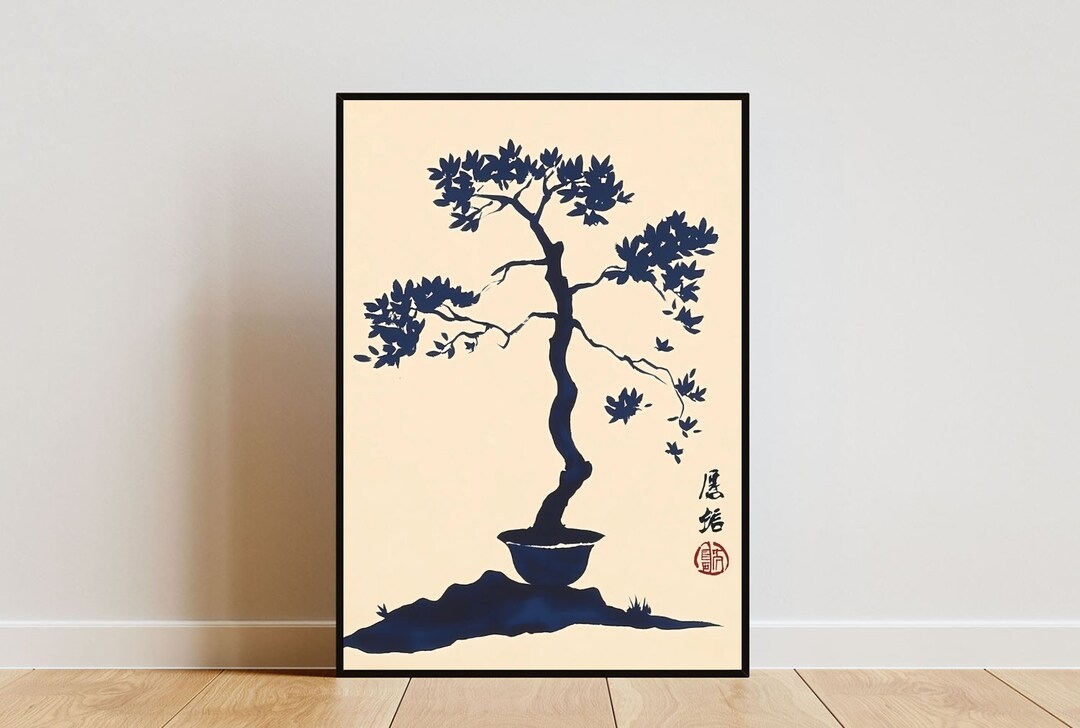 Vintage Bonsai Tree Poster, Japanese Print, Japanese Bonsai Tree Wall ...